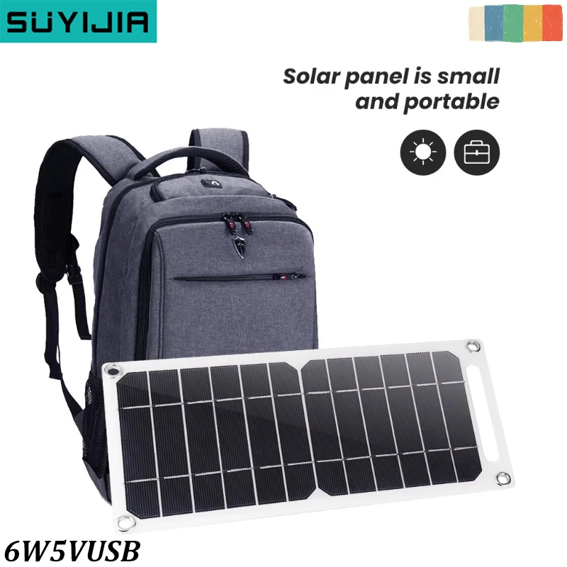 USB 태양 전지 패널 야외 휴대폰 충전기, 하이킹 백팩, 상업용 트럭 충전 장비, 전압 컨트롤러 포함, 6W, 5V| | - AliExpress