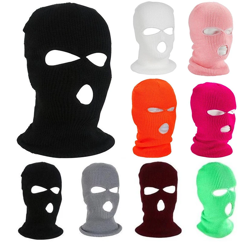 Windproof Cycling Mask Hat Knitted Caps 3 Hole Full Face Mask Cycling ...