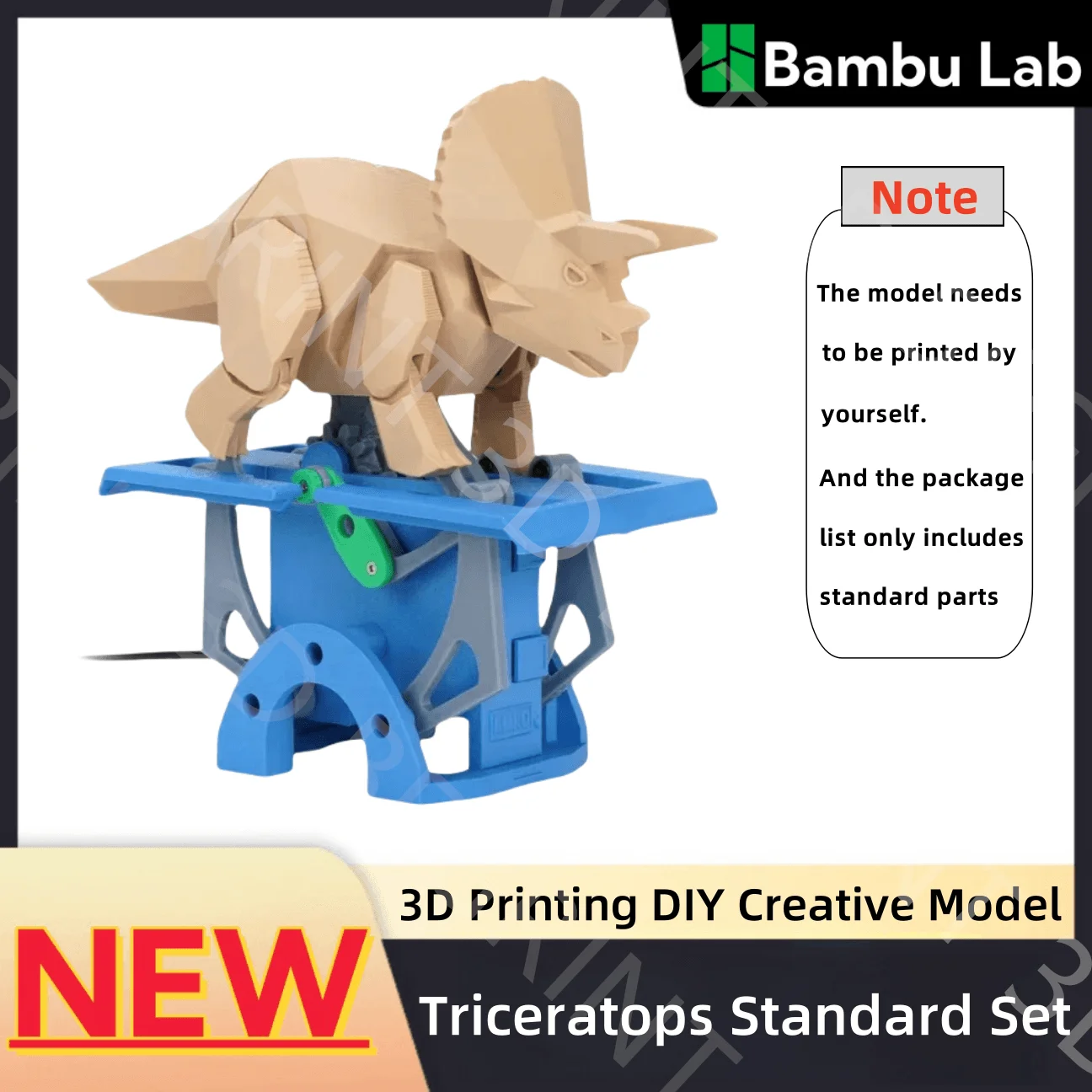 Bambu-Lab-3D-printing-DIY-Creative-Model-Triceratops-Standard-parts-Kit ...