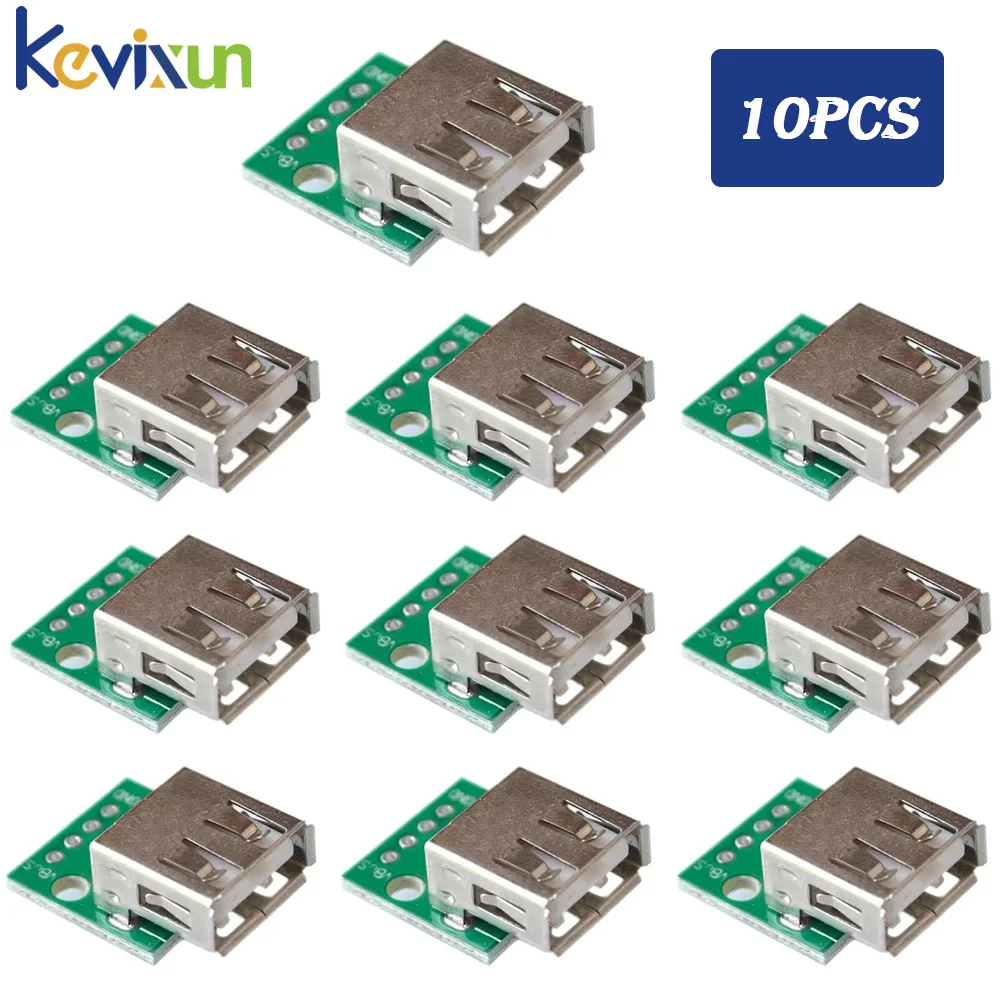 10PCS-USB-A-Female-2-0-Female-Head-Turn-DIP-4P-In-line-Adapter-Board ...