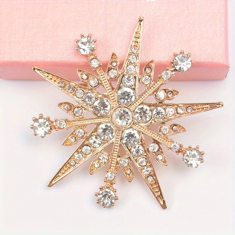 fashion diamond snowflake brooch women's suit accessories pins ...