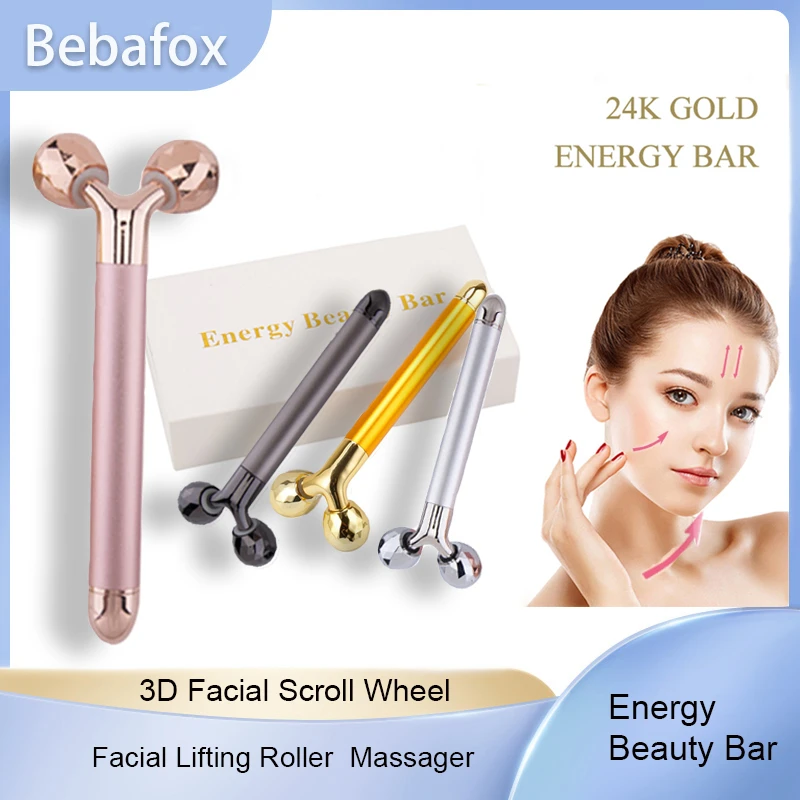 24K Gold Energy Electric Vibrating Beauty Bar New Face Massager Skin ...