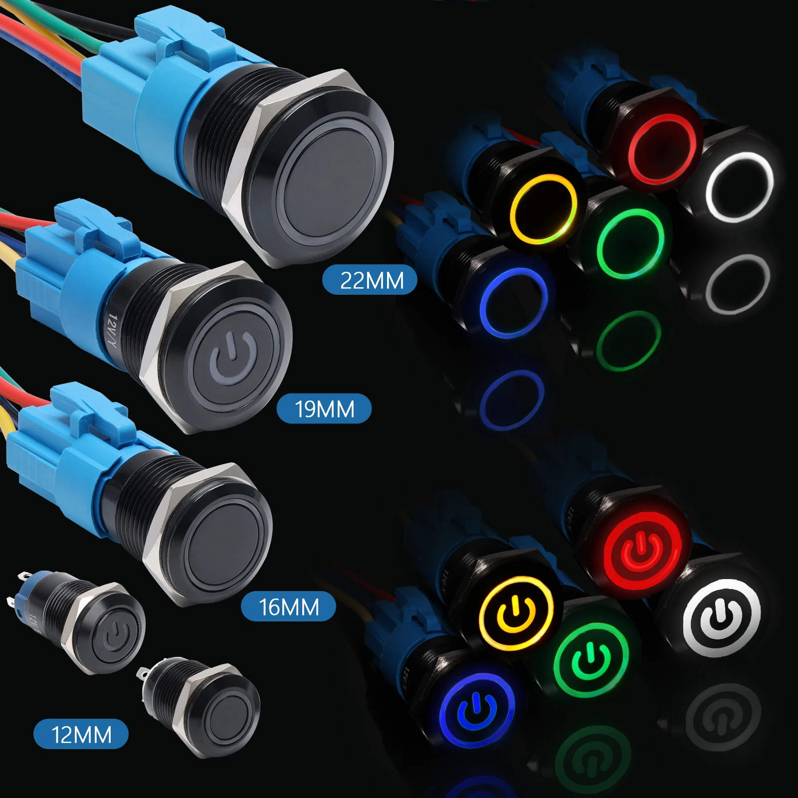 APIELE-12-16-19-22mm-Momentary-Latching-Push-Button-Switch-Angel-Eye ...