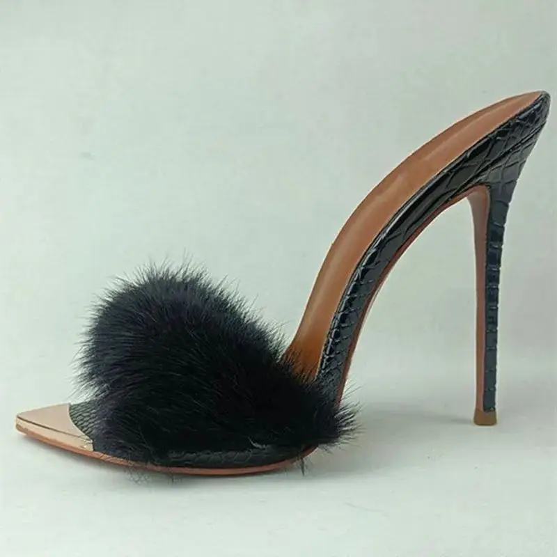 MKKHOU-Fashion-Pumps-New-High-Quality-Metal-Pointed-Plush-Open-Toe-Back ...