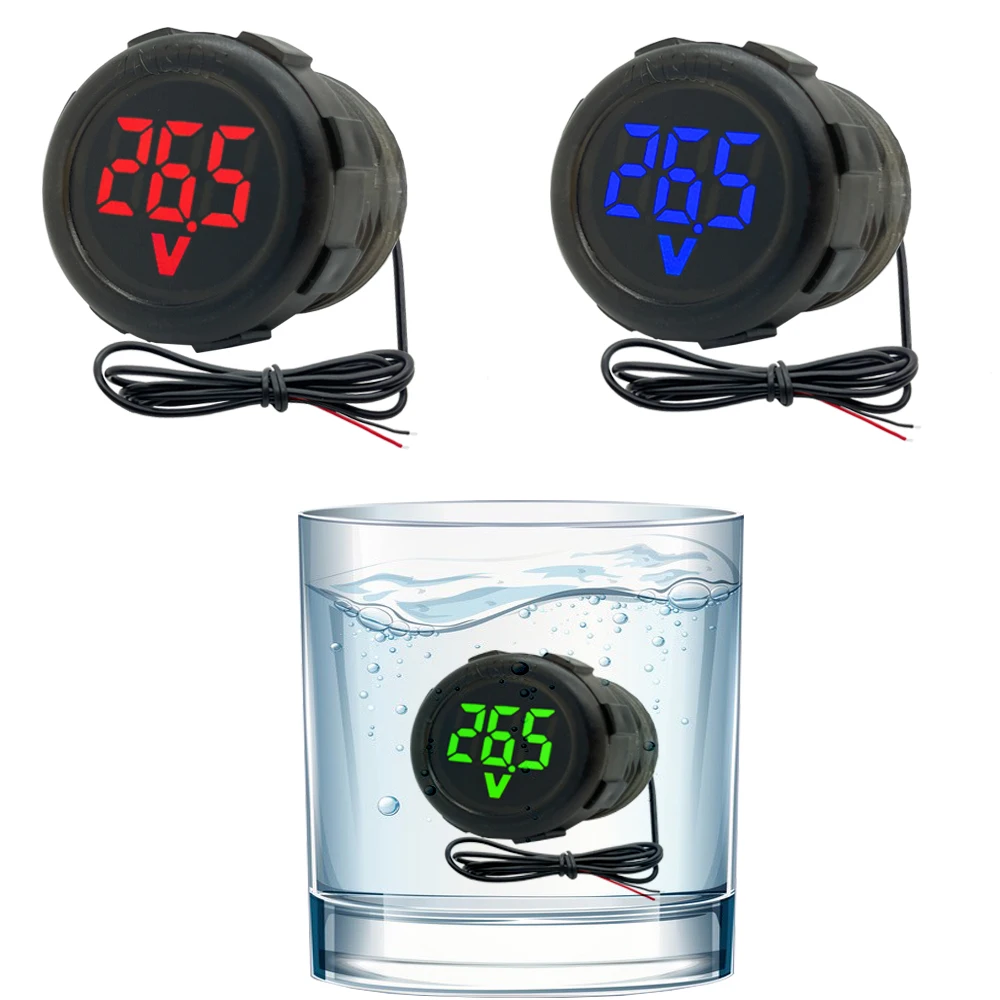 Mini-Round-Waterproof-Voltmeter-Motorboat-Motorcycle-DC4V-100V-LED ...