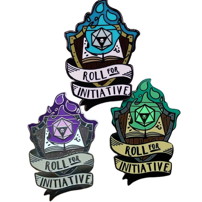 DND D20 Roll for Initiative Pin Brooches Enamel Brooch Badge Lapel Pins ...