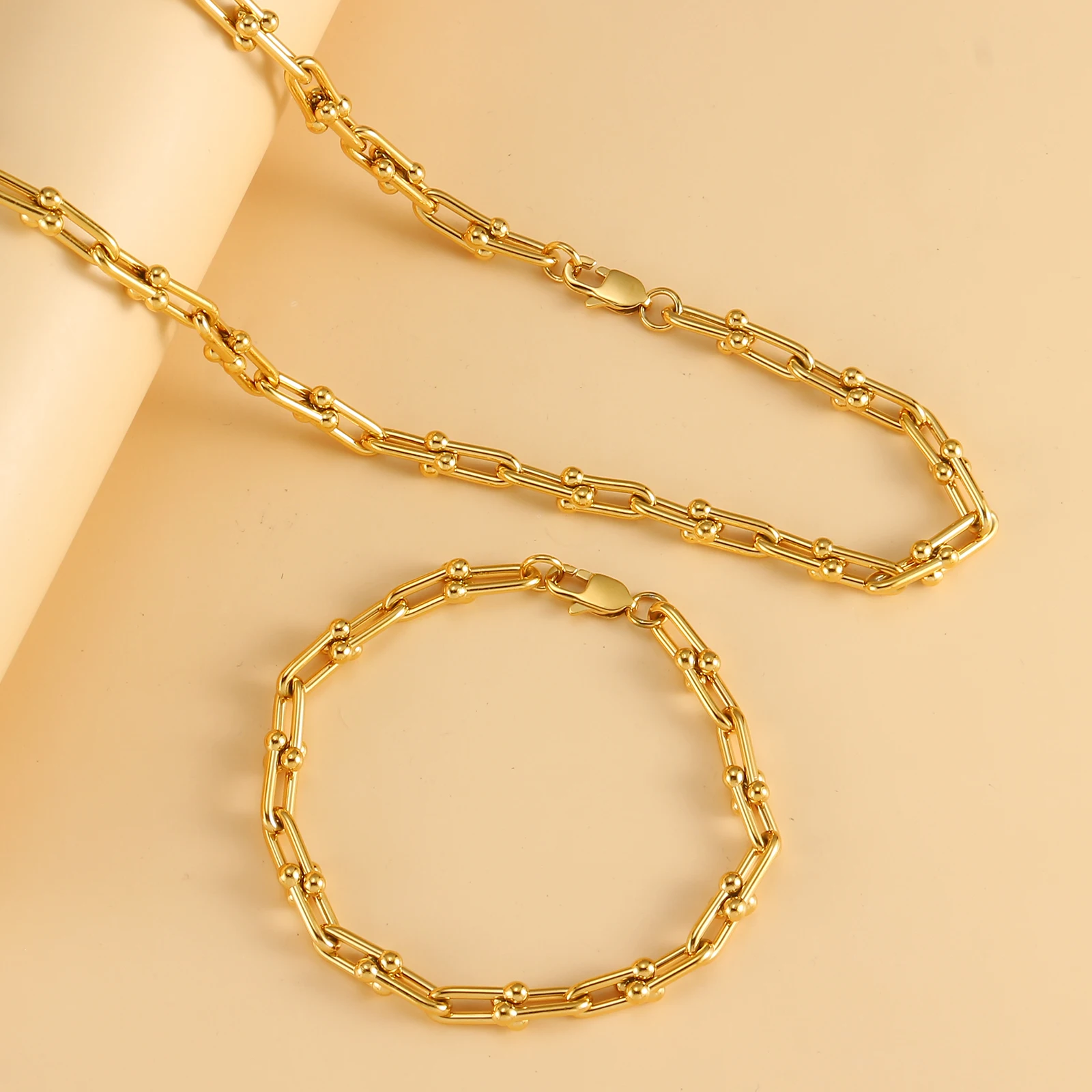 U-Shape-Gold-Chain-for-Men-Women-Gold-Plated-Stainless-Steel-Necklace ...