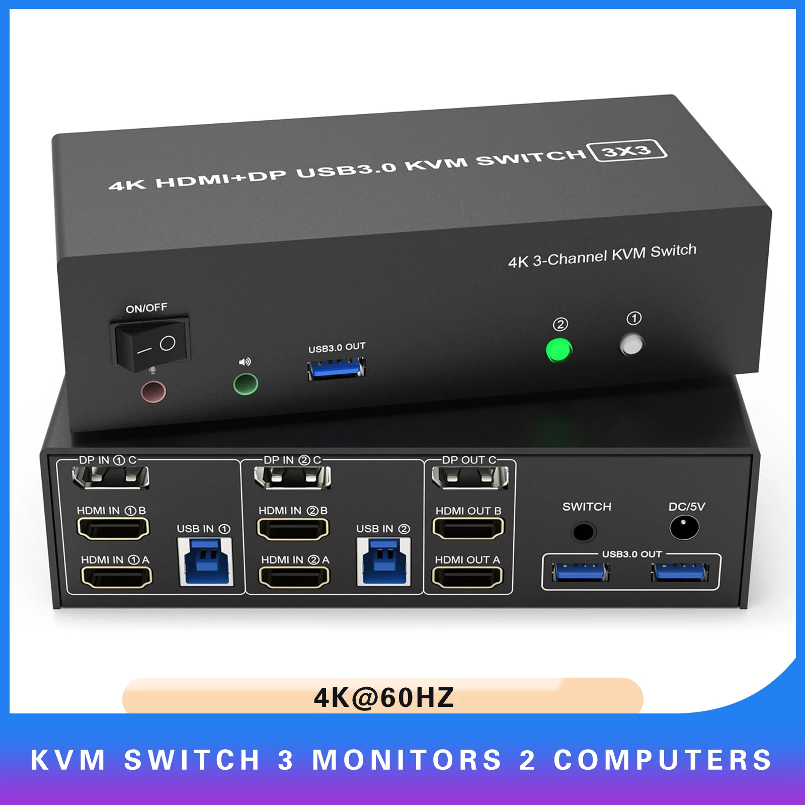 KVM-Switch-3-Monitors-2-Computers-4K-60Hz-2-HDMI-Displayport-KVM-Switch ...