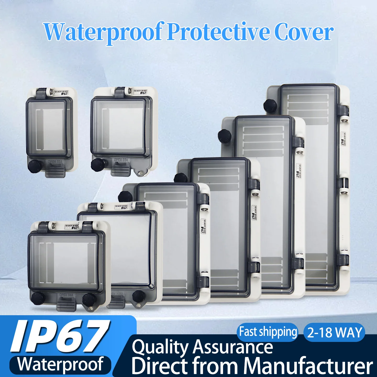 Transparent IP67 Waterproof Protective Window Cover 2-18 Ways Circuit ...