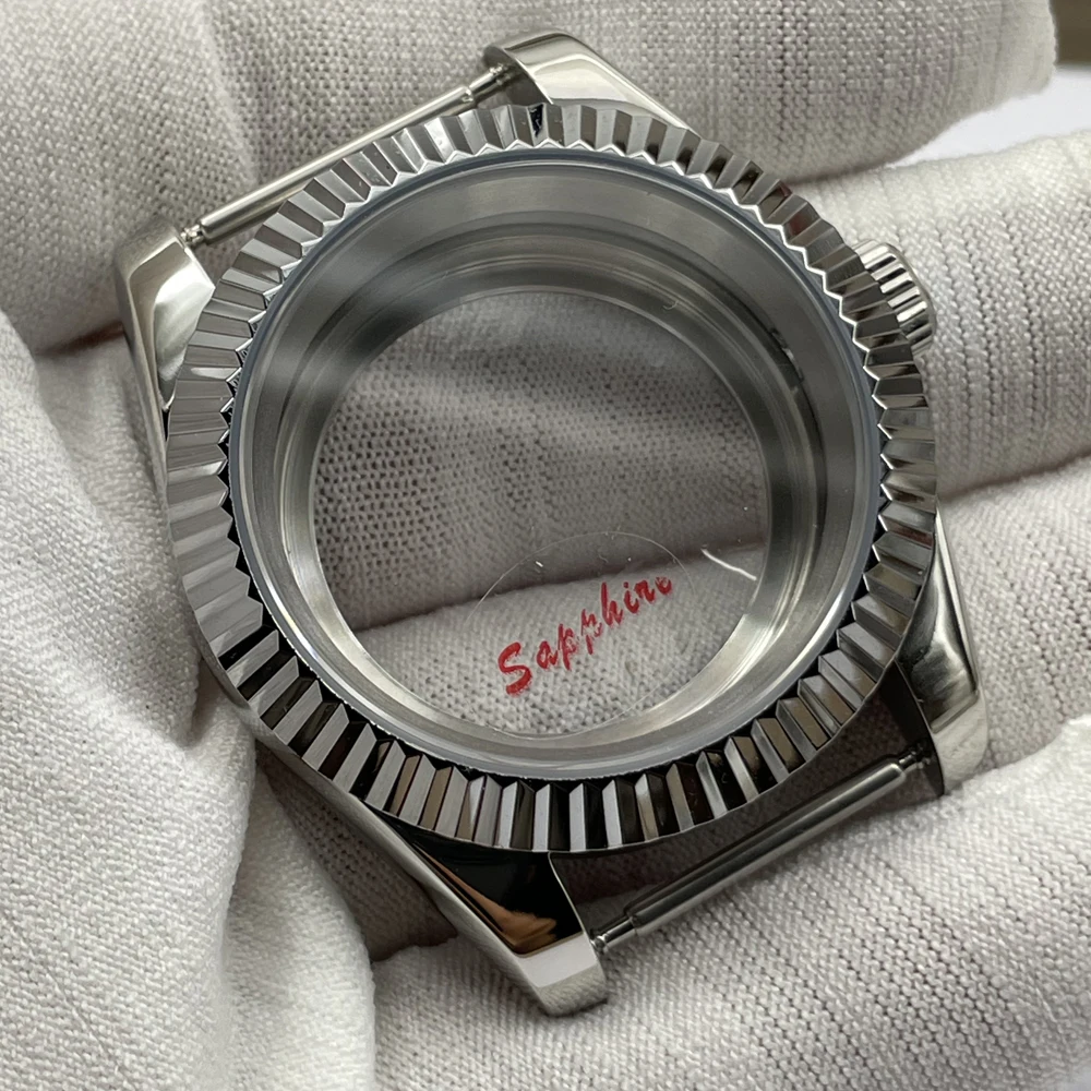 39mm-Waterproof-Stainless-Steel-Case-Strap-Dome-Transparent-Sapphire ...