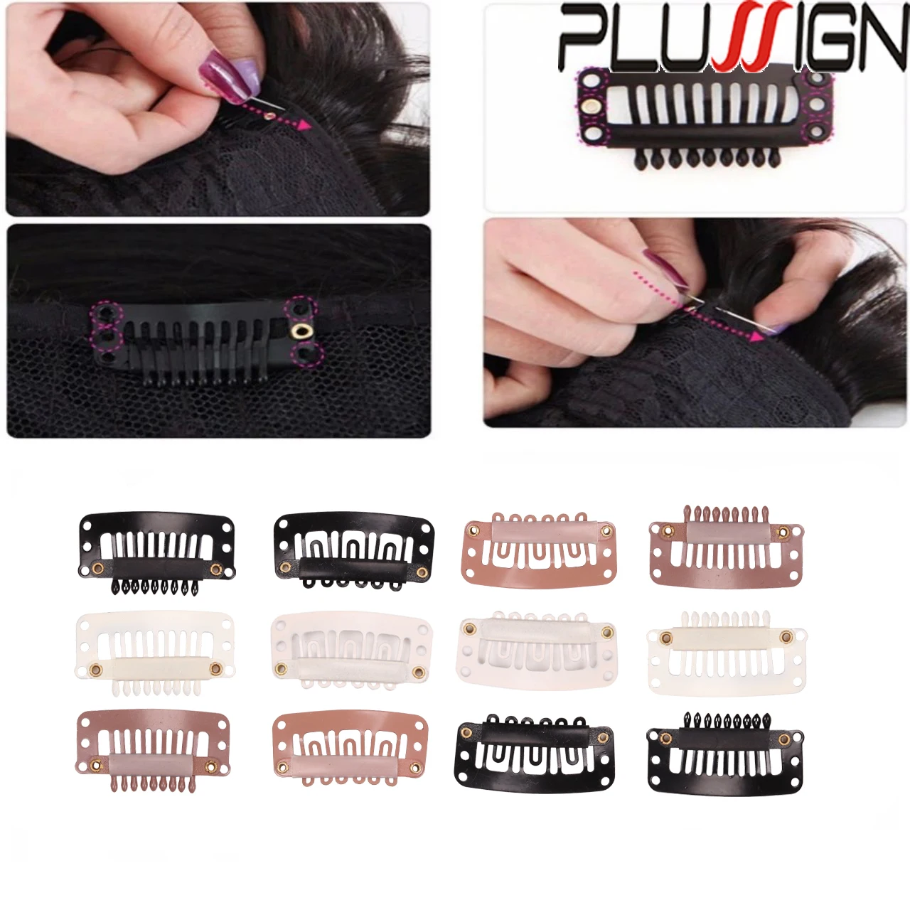 10Pcs Metal Wig Clips For Wig Making 9-Teeth Hair Extensions Wigs Clips ...