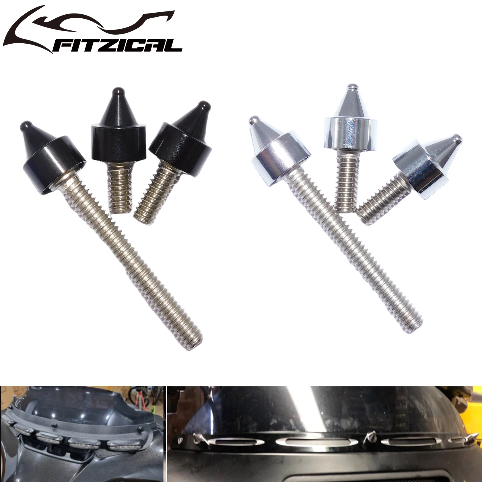 Motorcycle-Windshield-Screw-Bolts-Caps-Trim-Black-Chrome-For-Harley ...