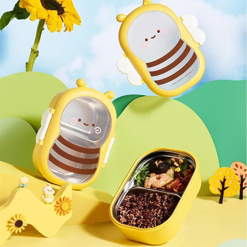 Portable Stainless Steel Lunch Box Cute Bee Bento Box for School ...