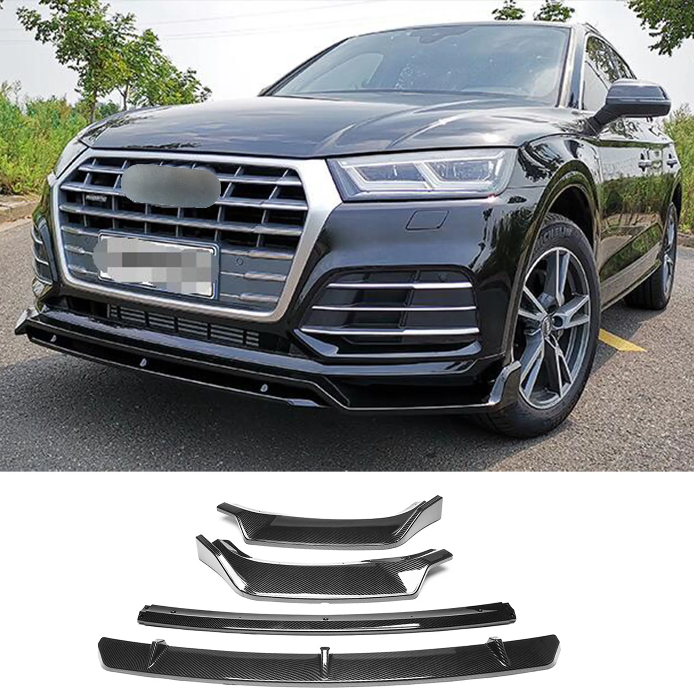 Gloss-Black-SQ5-Sport-Bumper-Front-Lip-Spoiler-Apron-For-Audi-2018-2020 ...