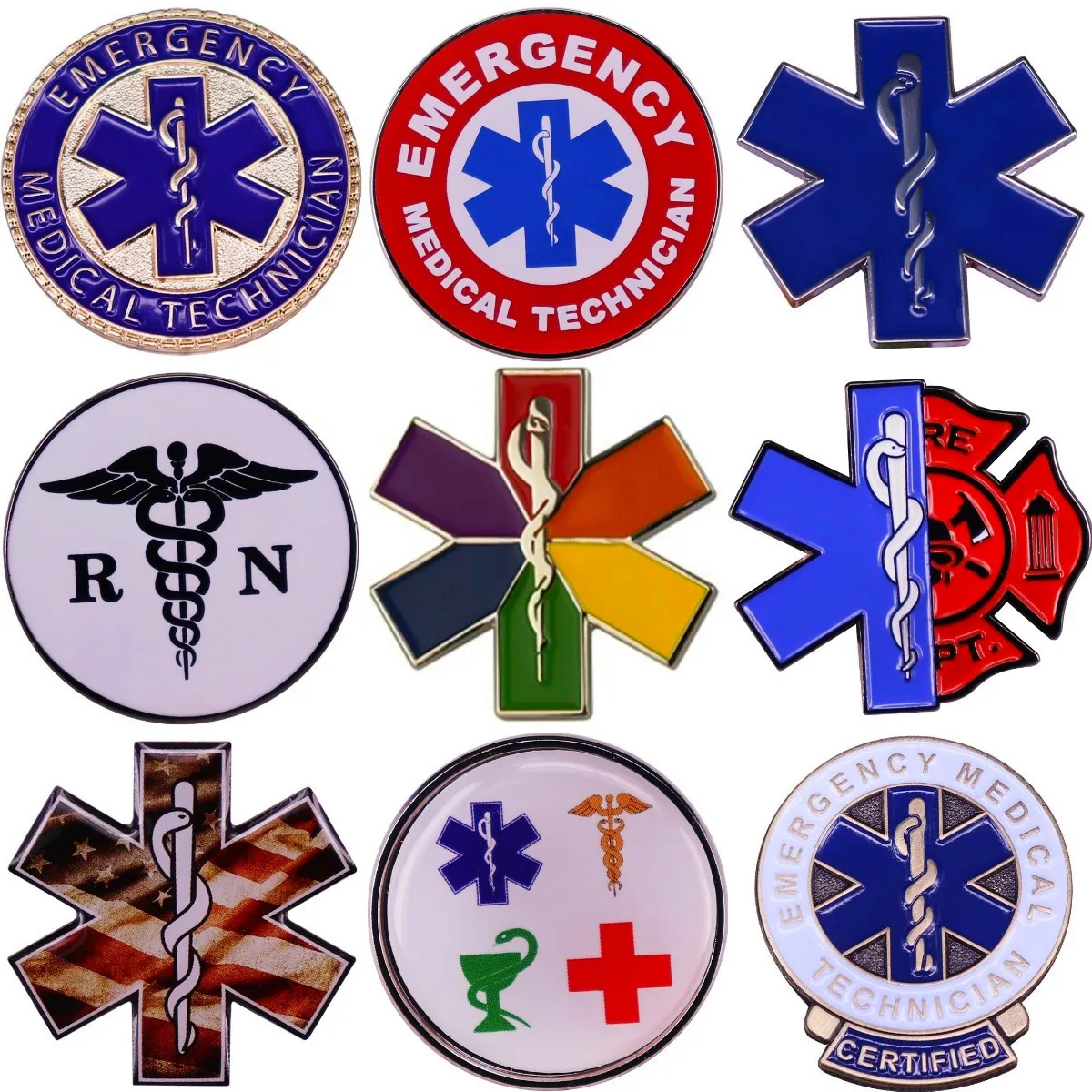EMT-broche-de-esmalte-de-estrella-de-la-vida-param-dico-insignias-de ...