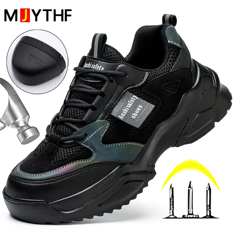 Reflective Work Safety Shoes For Women Puncture-Proof Work Sneakers ...