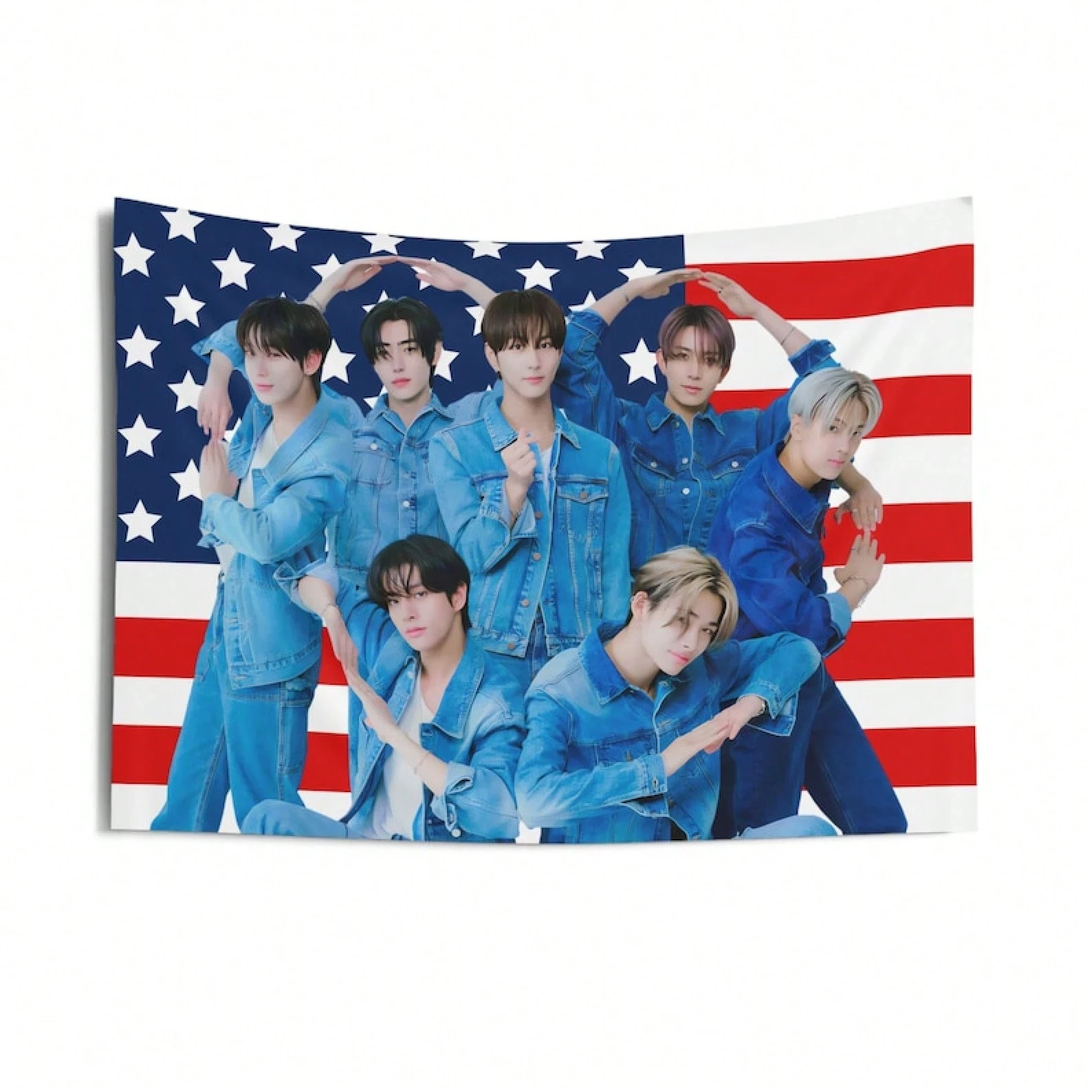 ENHYPEN Walk The Line Heart Pose American Flag Banner - K-Pop Concert ...