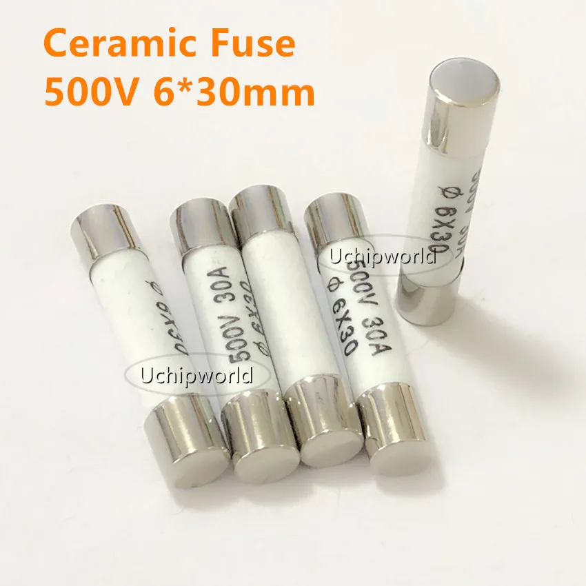 Ceramic Fuse 6*30mm 500V RO58 0.5A 500mA 1A 2A 3A 4A 5A 6A 8A 10A 13A ...