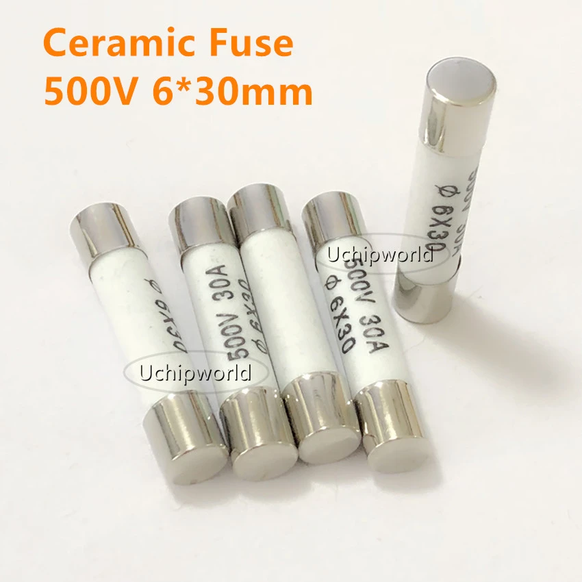 Ceramic Fuse 6*30mm 500V RO58 0.5A 500mA 1A 2A 3A 4A 5A 6A 8A 10A 13A 16A 20A 25A 30A 500V 6*30 ...