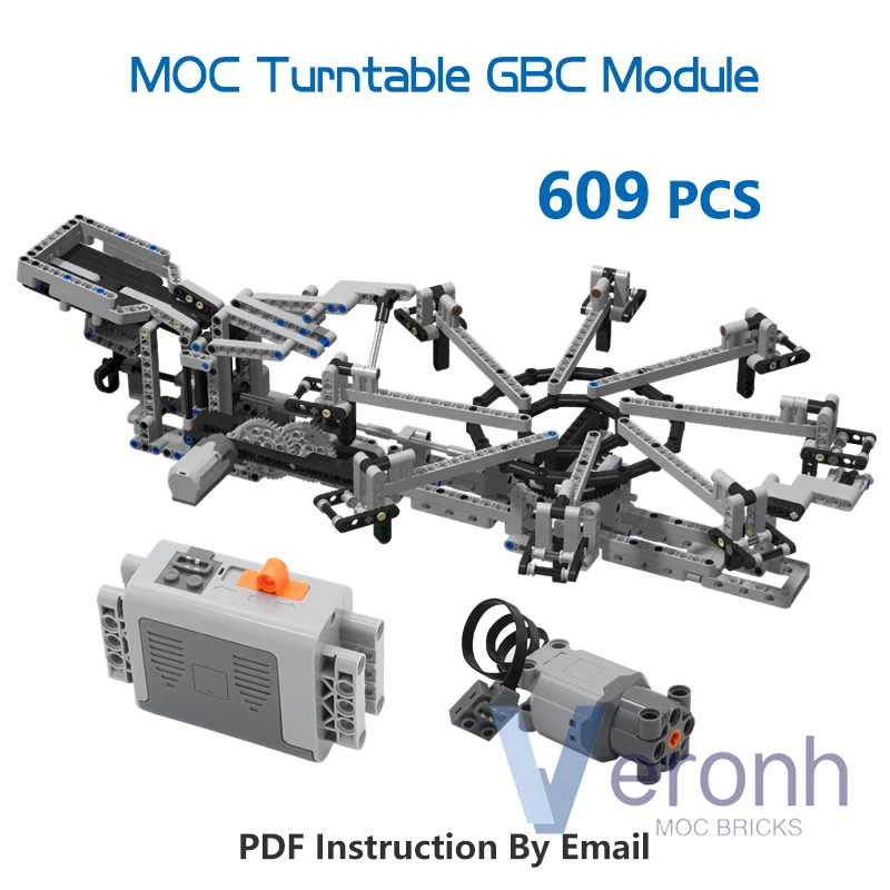 609 Pcs Turntable Gbc Module Set Moc Building Blocks Liftarm Ball ...