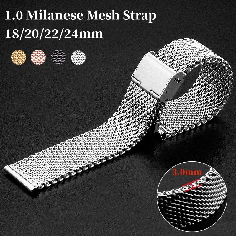 1-0-Mesh-Milanese-Strap-18mm-20mm-22mm-24mm-Stainless-Steel-Bracelet ...