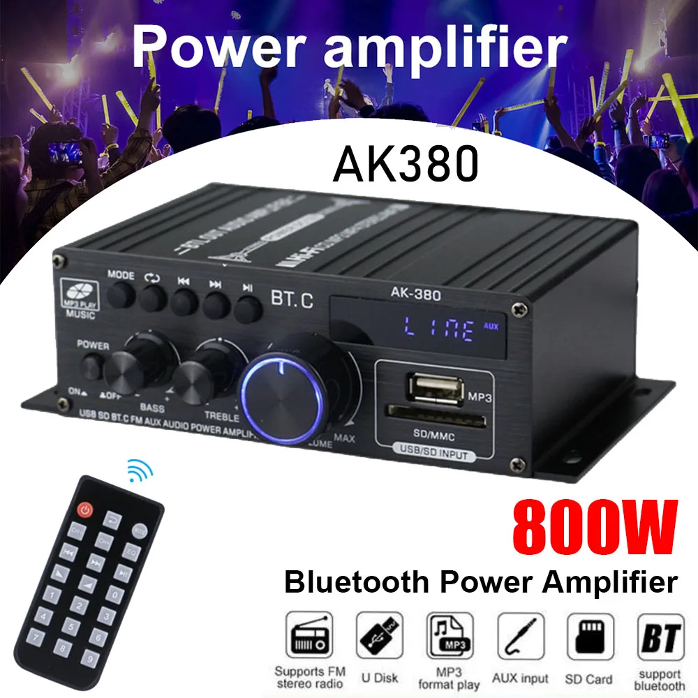 Ak380/ak370/ak170 800w 12v amplificador bluetooth amplificador de ...