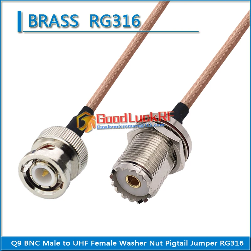 Q9 BNC Male to PL259 SO239 PL 259 UHF Female waterproof Bulkhead Washer ...