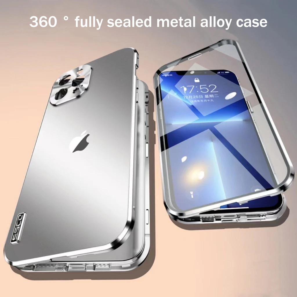 For-iPhone-14-13-12-Pro-Max-Case-360-Full-Screen-Protection-Case-Metal ...