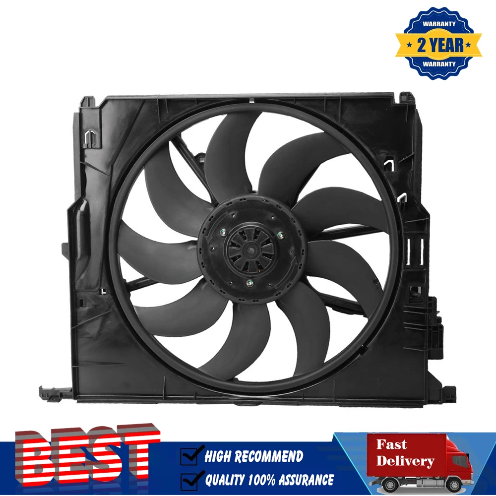 A-C-Condenser-Cooling-Radiator-Fan-Assembly-W-O-Brushless-Brush-for-BMW ...