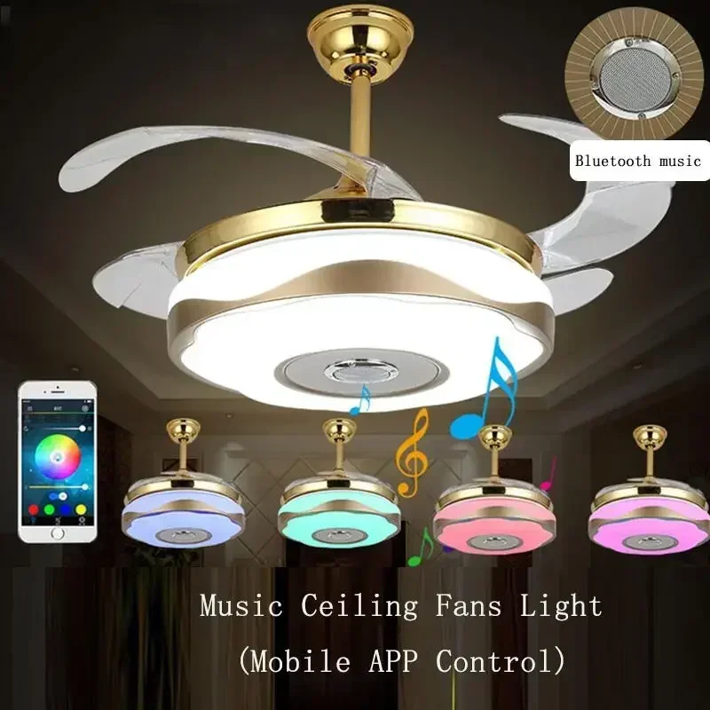 Musical Ceiling Fan with Lights LED Modern Alloy Acryl ABS Bluetooth ...