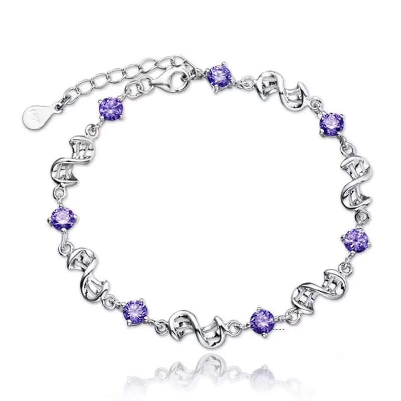 New high quality 925 Sterling Silver pretty Shiny crystal Bracelet for ...