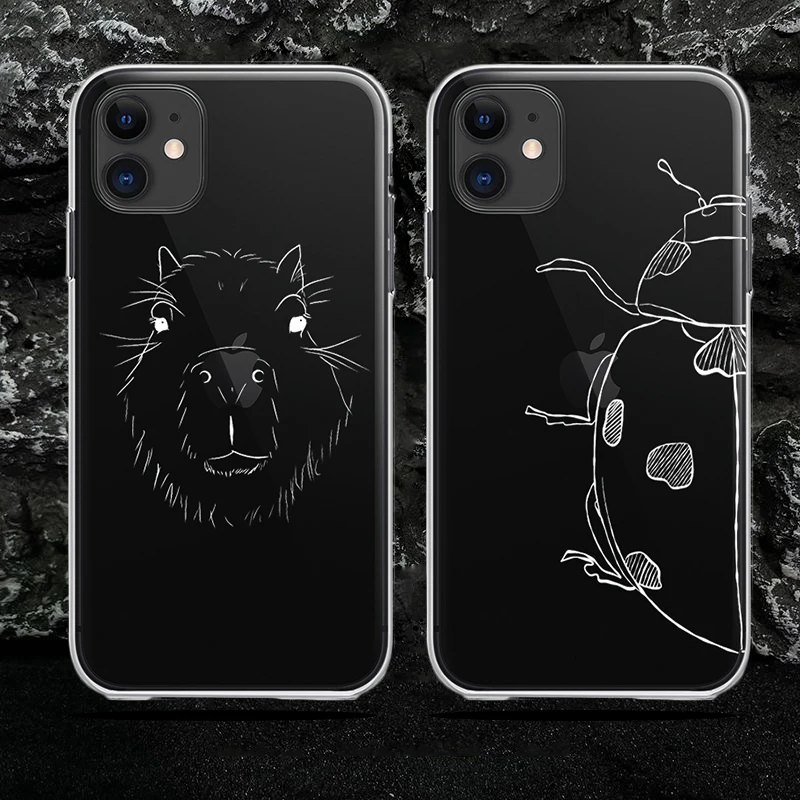 Simple-Style-Line-Animal-Capybara-Cellphones-Case-for-14-13-12-11-Pro ...
