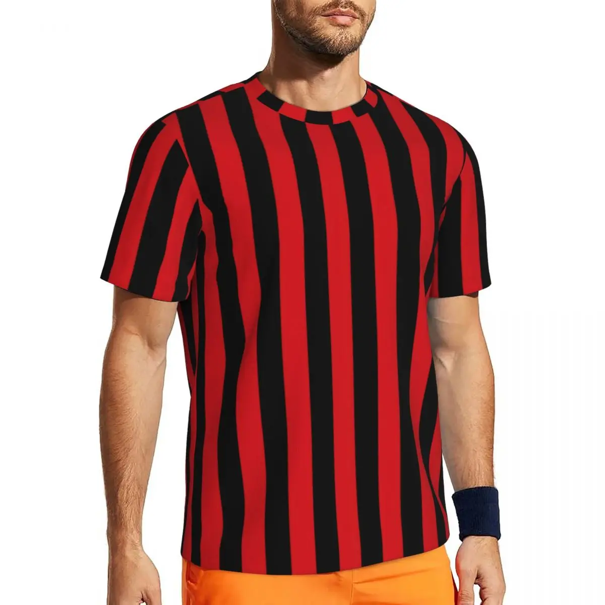 Camiseta-de-rayas-verticales-a-rayas-rojas-y-negras-ropa-deportiva ...
