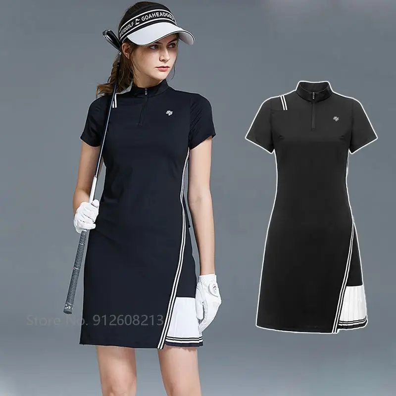 Swan Love Golf Dress Women Summer New Golf Ladies Wear Slim Fit Stand ...