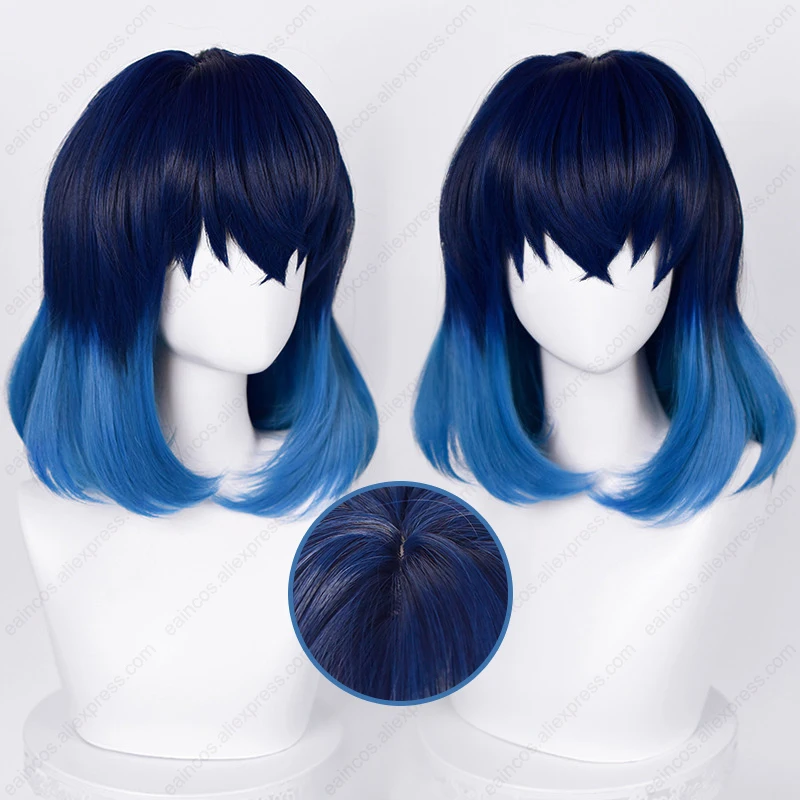 Anime-Hashibira-Inosuke-Cosplay-Wig-40cm-Blue-Mixed-Color-Short-Wigs ...