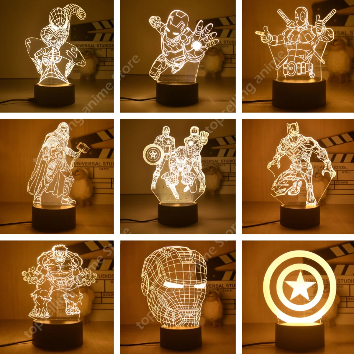 Disney-Marvel-Night-Lights-3D-Ironman-Spiderman-Hulk-Deadpool-Thor ...