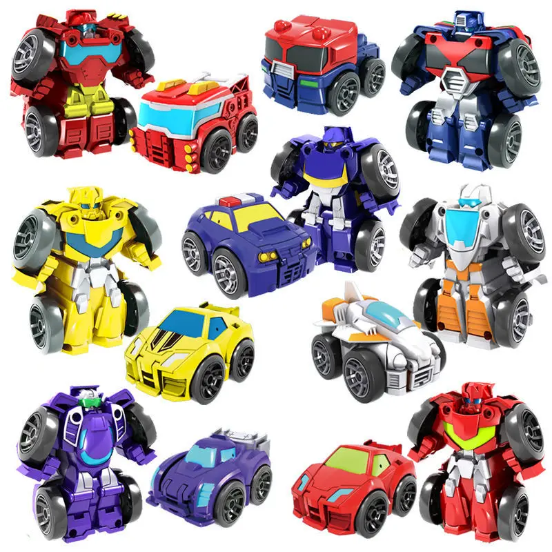 Cartoon Transformation Robot Deformed Mini Cars Robot Rescue Bots Car ...
