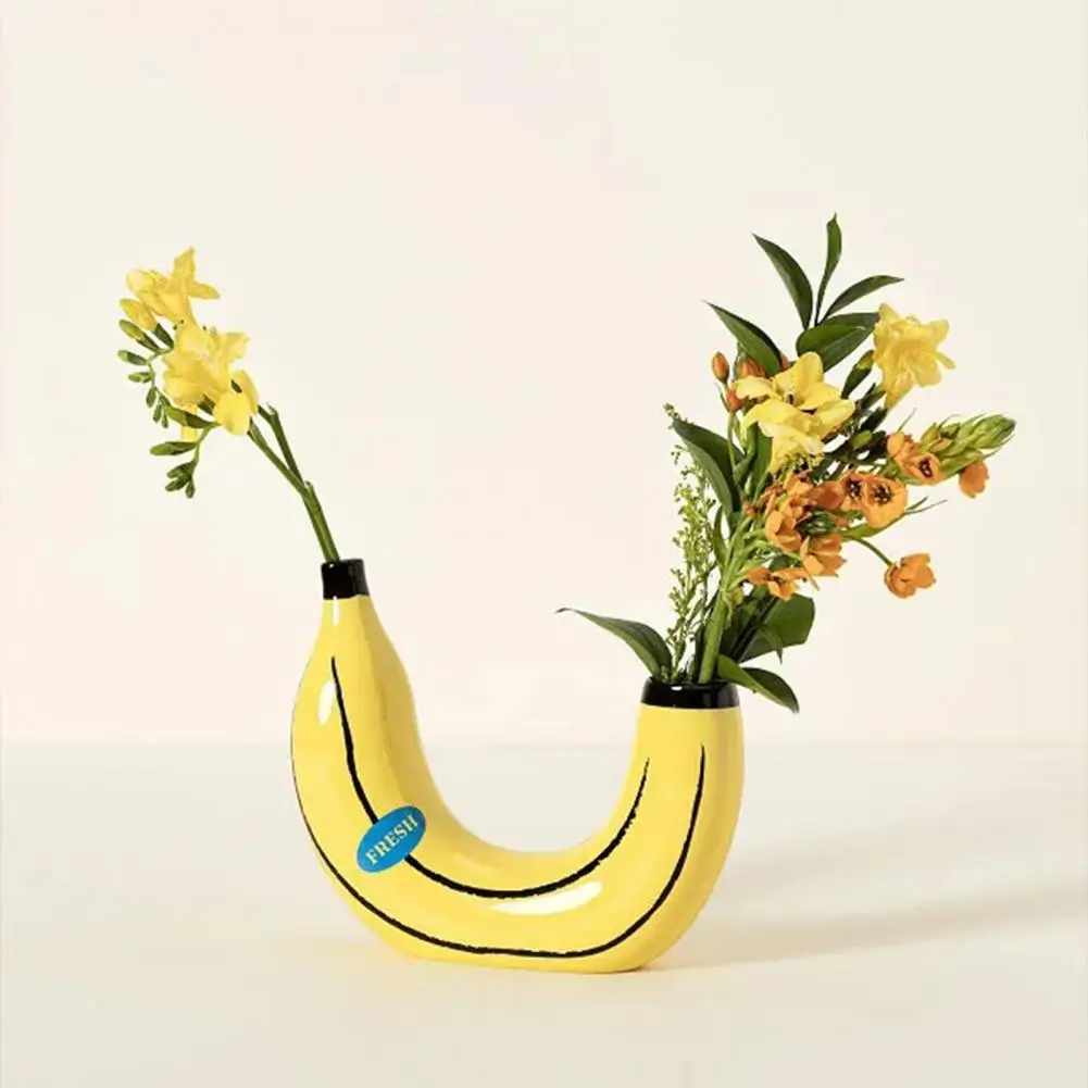 Florero-de-pl-tano-duradero-Color-amarillo-brillante-resina-sint-tica ...