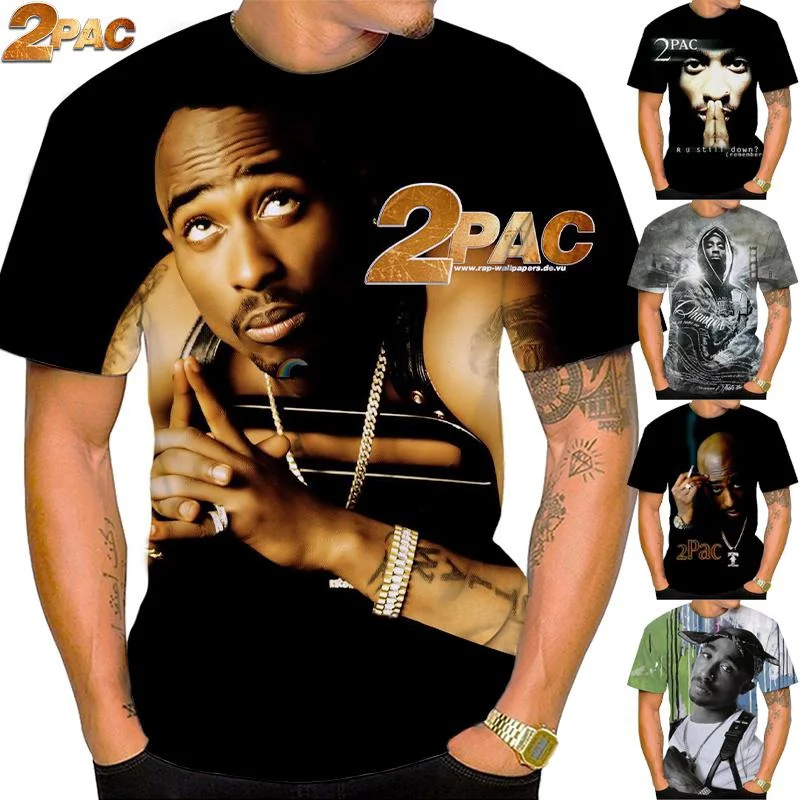 New-Arrival-Hip-Hop-Rapper-2-2pacs-Print-Men-s-Women-s-Fashion-T-Shirt ...
