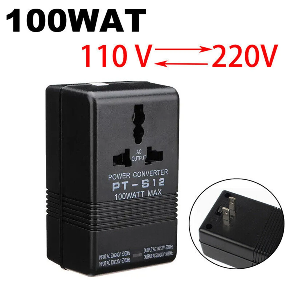 100w-Dual-Voltage-Transformer-Portable-Lightweight-110-120v-To-220-240v ...