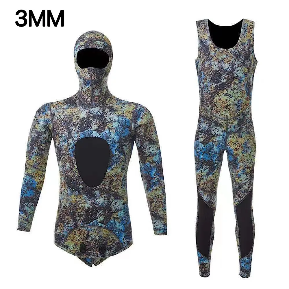 HOT-Camouflage-Long-Sleeve-Fission-Hooded-2-Pieces-Of-1-5-3MM-Neoprene ...