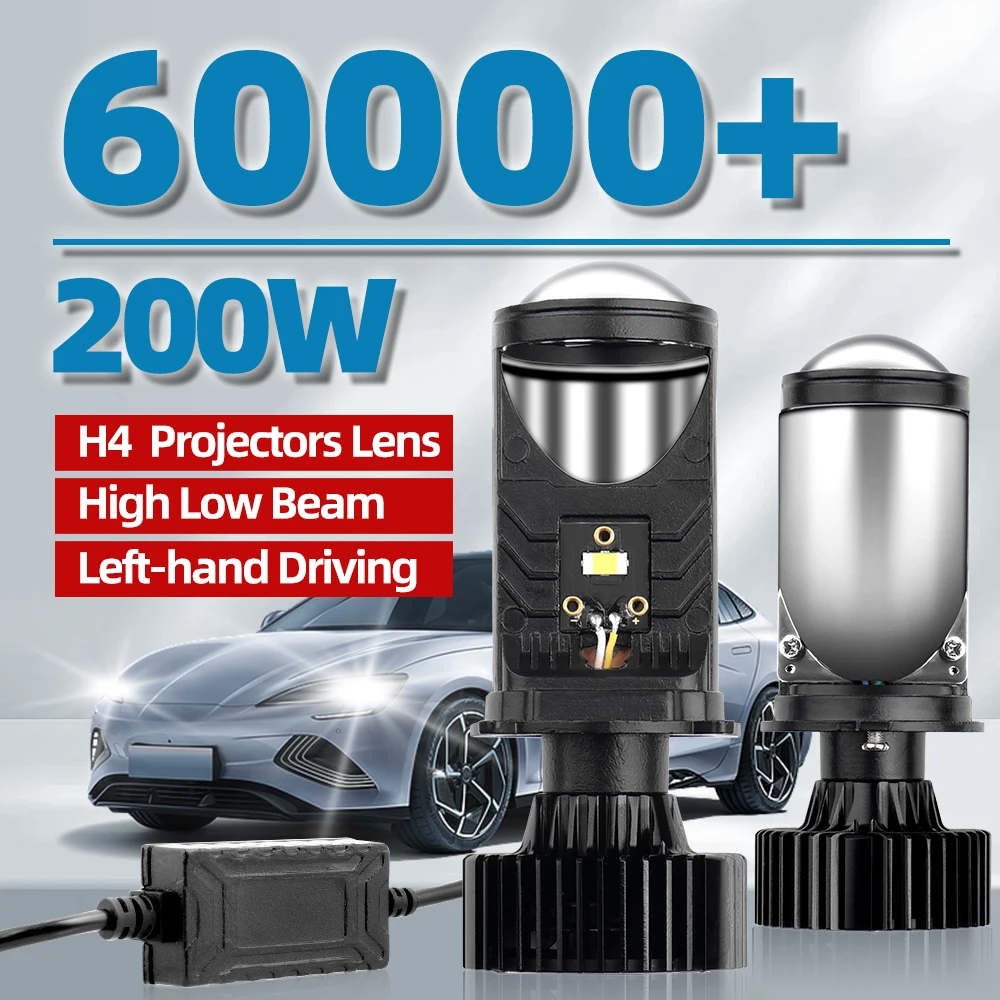 1/2pcs 9003 H4 Led Projector Lens High Low Beam Bulbs 200W 12V ...