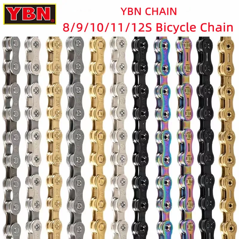 YBN-Bike-Chain-10-11-12-speed-SLA-silver-hollow-gold-oil-slick-Titanium ...