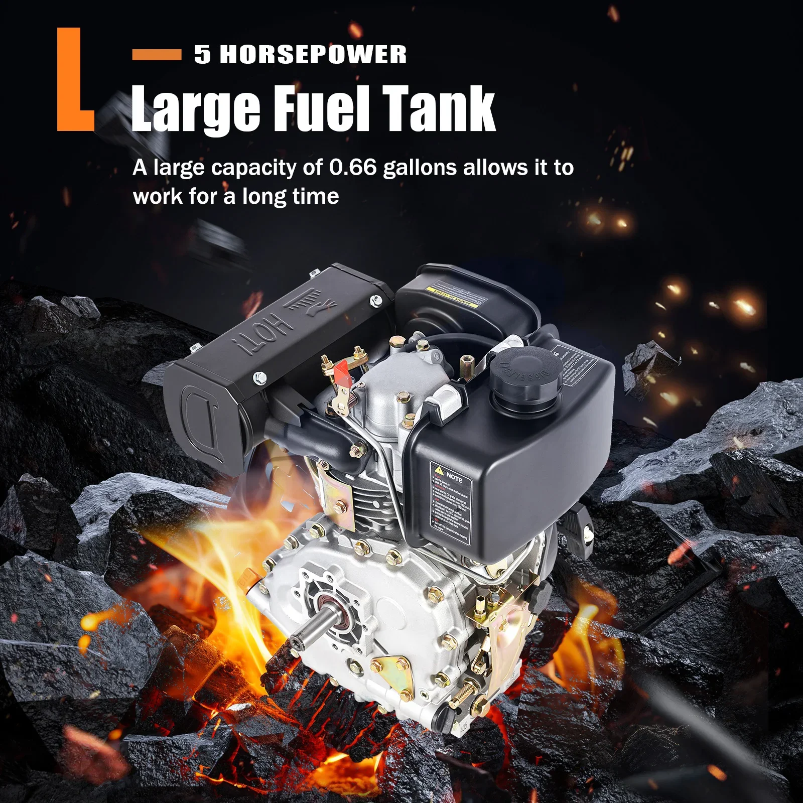 High-Power Diesel Engine, 4-Stroke, 5HP, Direct Injection, 247cc, 3600 ...