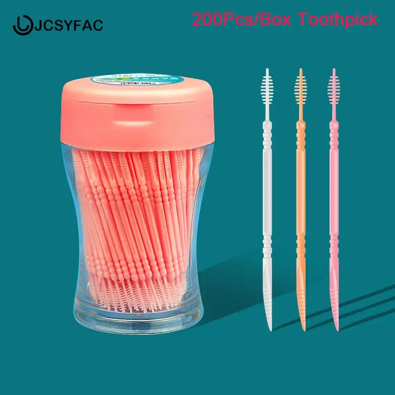 200Pcs-Double-Head-Dental-Floss-Interdental-Toothpick-Brush-With-Box ...