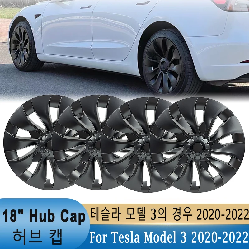 4PCS-18-Hub-Caps-For-Tesla-Model-3-2018-2022-Wheel-Protection-Hub-Cover ...
