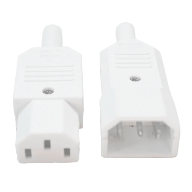 White 10A 250V Black IEC C13 /C14 Male Plug Rewirable Power Connector 3 ...