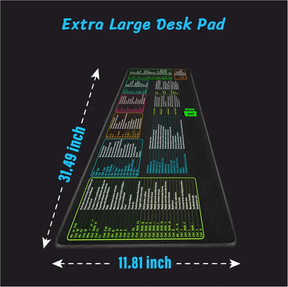Excel Pad For Desk Excel Cheat Sheet Desk Mat, Shortcut Keys Word ...