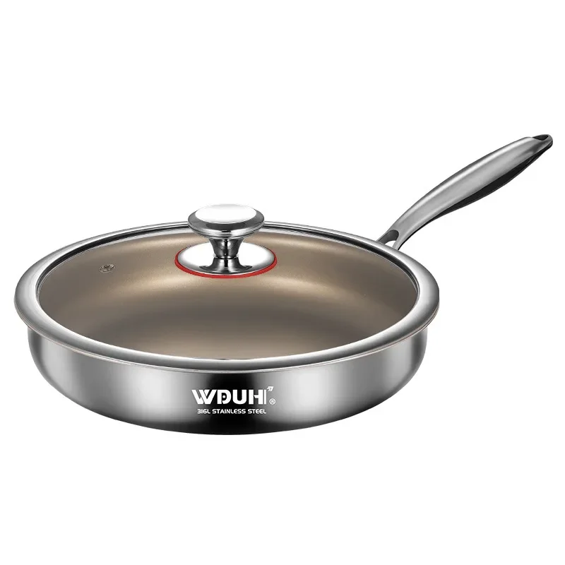 Flat bottomed pan with titanium no coating Non stick household stir fry ...