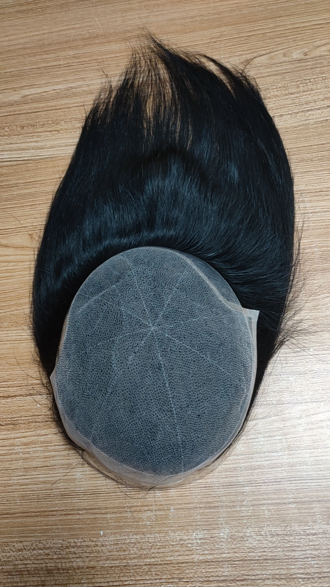 #1b50 Color 6x9inch Mono + Pu Human Hair Mixed Kanekalon Fiber Toupee ...